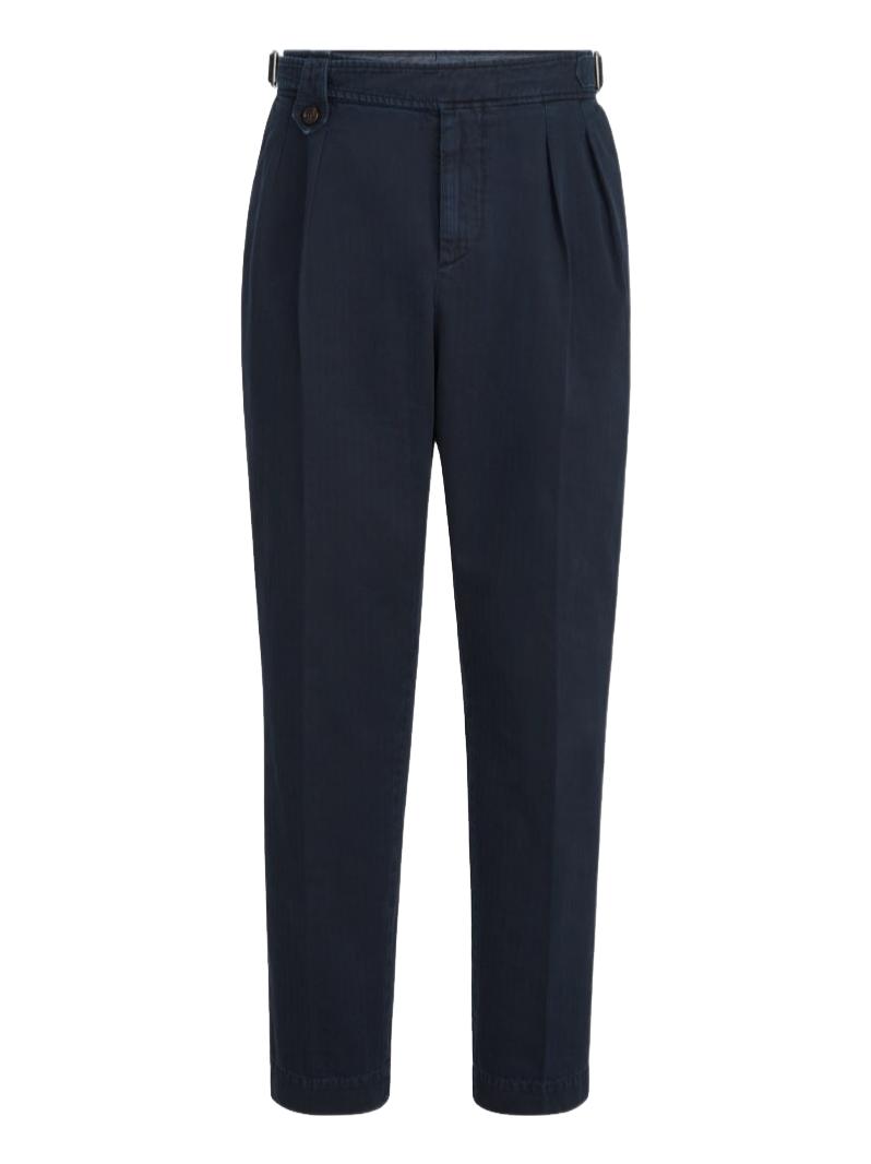 BRUNELLO CUCINELLI Brunello Cucinelli Cotton Chevron Trousers with Double Pleats and Waist Tabs